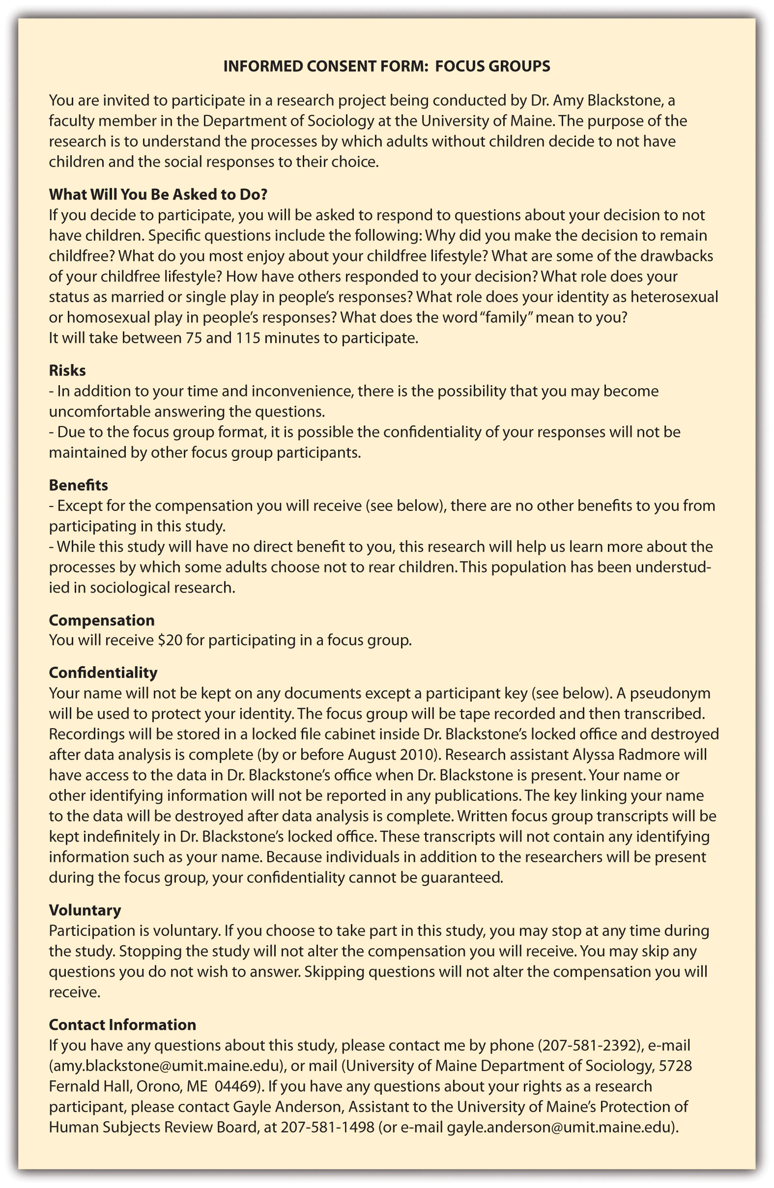 Specific Ethical Issues To Consider
